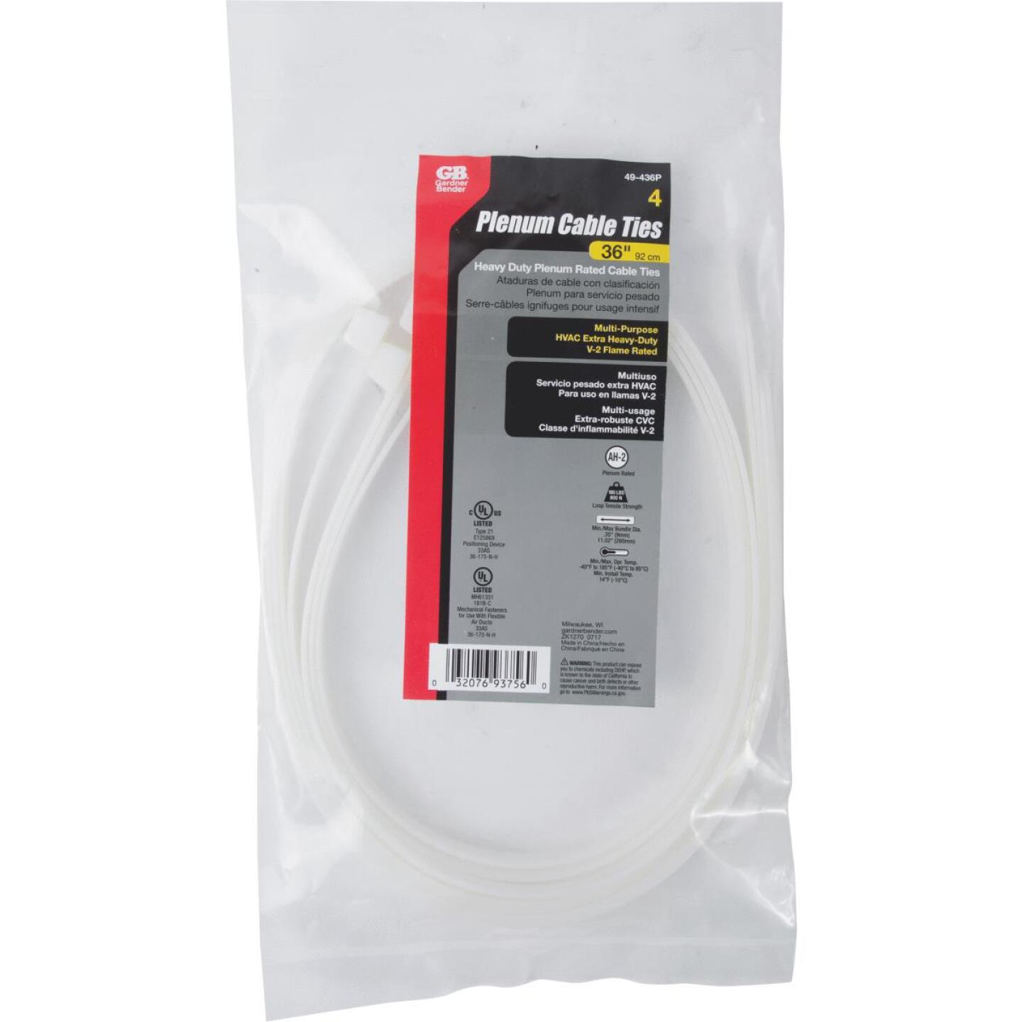 Gardner Bender 36 In. x 0.35 In. Natural Plenum Cable Tie (25-Pack ...