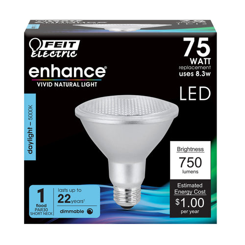 Feit Electric 8.3W (75W Replacement) Daylight (5000K) E26 Base PAR30 ...