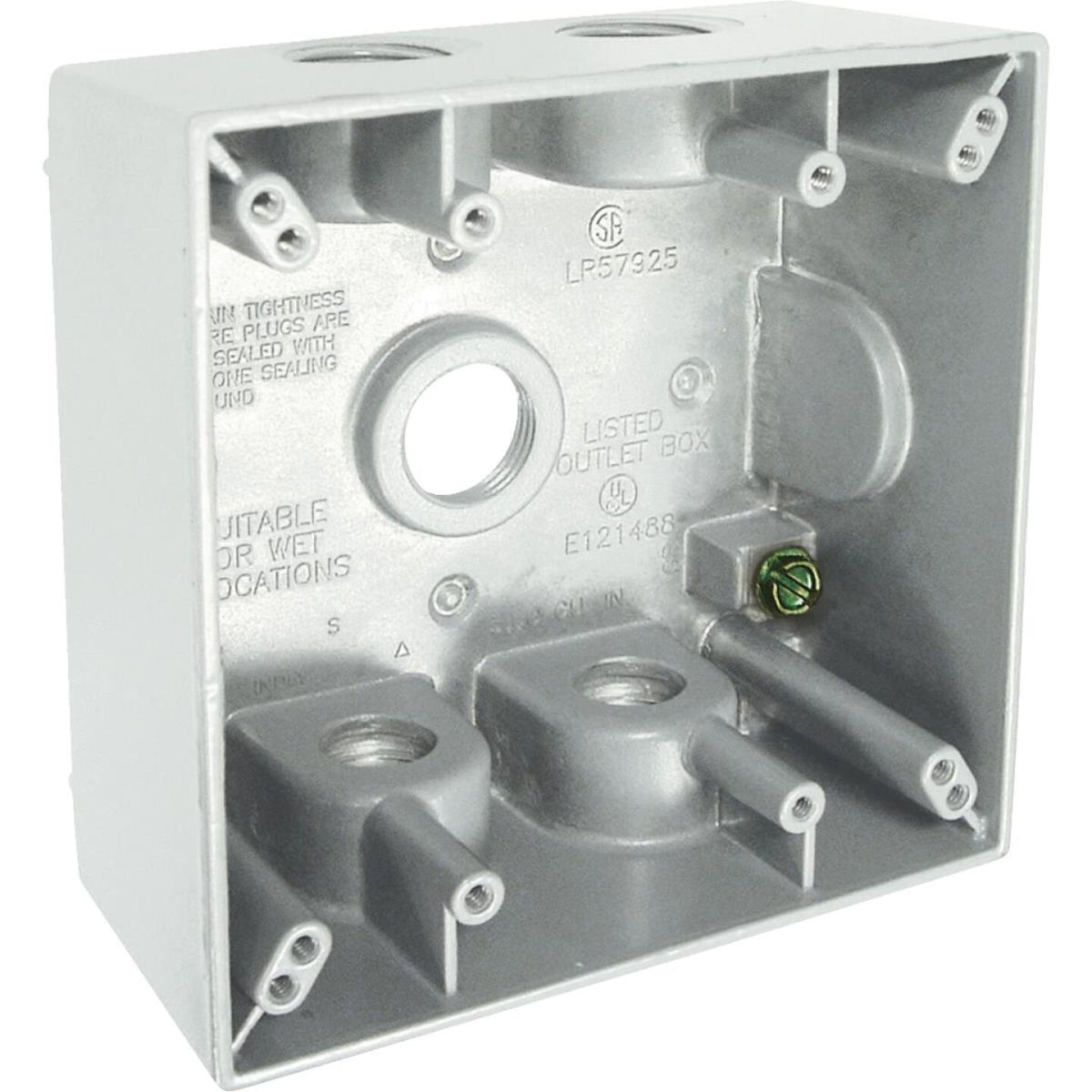 Bell 2-Gang 1/2 In. 5-Outlet White Aluminum Weatherproof Outdoor Outlet ...